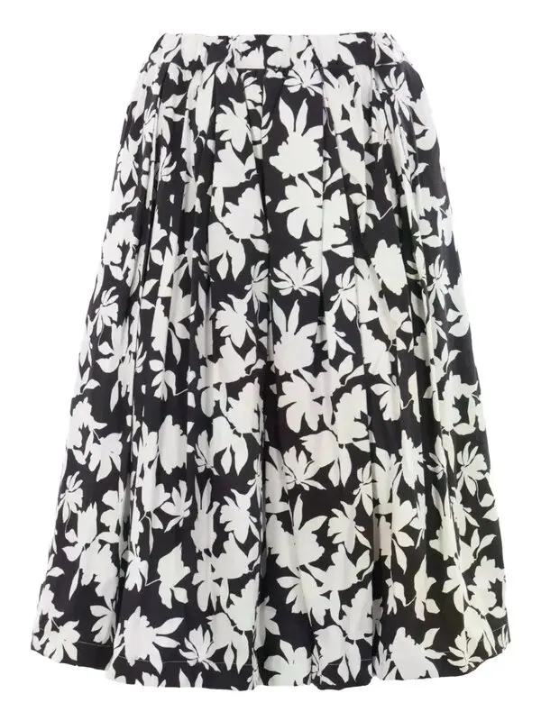 Comme Des Garçons Floral-print Midi Skirt - Black