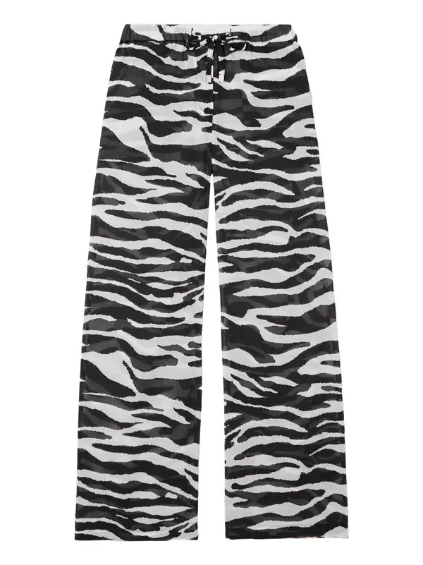 Attico Zebra-print Cotton-voile Wide-leg Pants - Animal Print