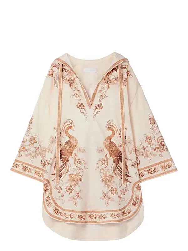 Zimmermann Ascension Hooded Printed Mini Dress - Multi