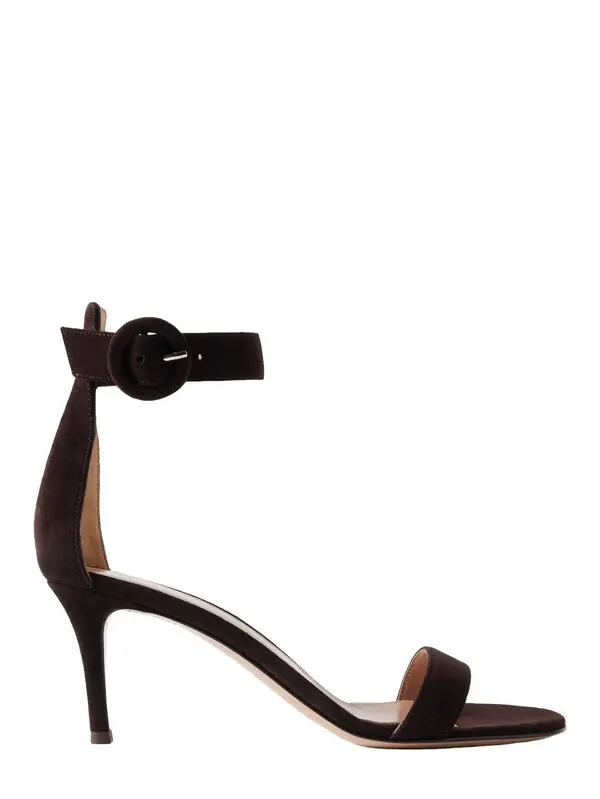 GIANVITO ROSSI Portofino 70 Suede Sandals - Brown