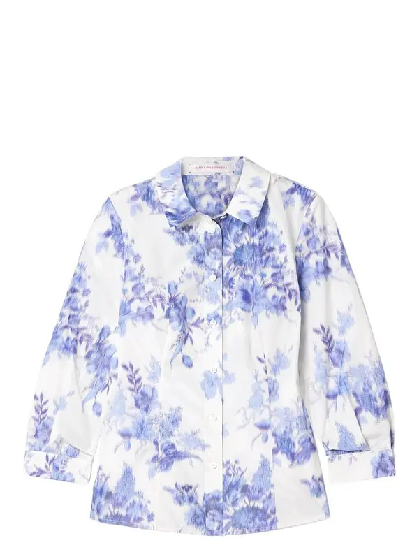 Carolina Herrera Floral-print Taffeta Shirt - Blue