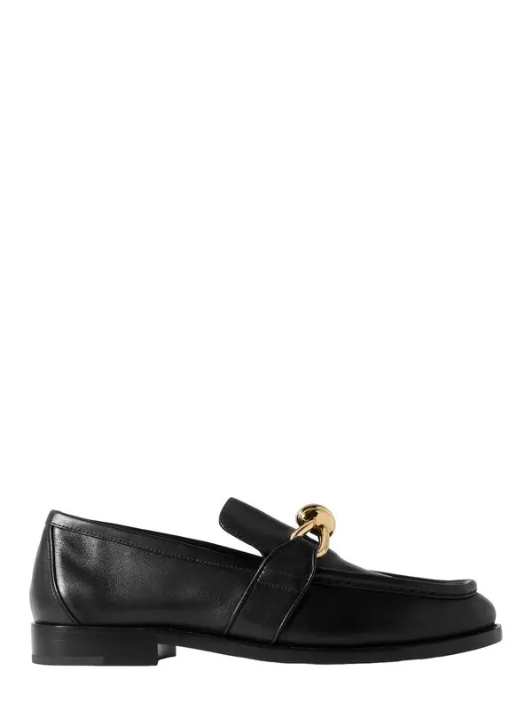 Bottega Veneta Astaire Embellished Leather Loafers - Black