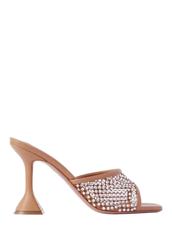 Amina Muaddi Lupita Crystal-embellished Mules - Neutrals