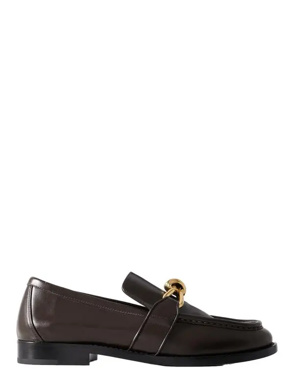 Bottega Veneta Astaire Embellished Leather Loafers - Brown