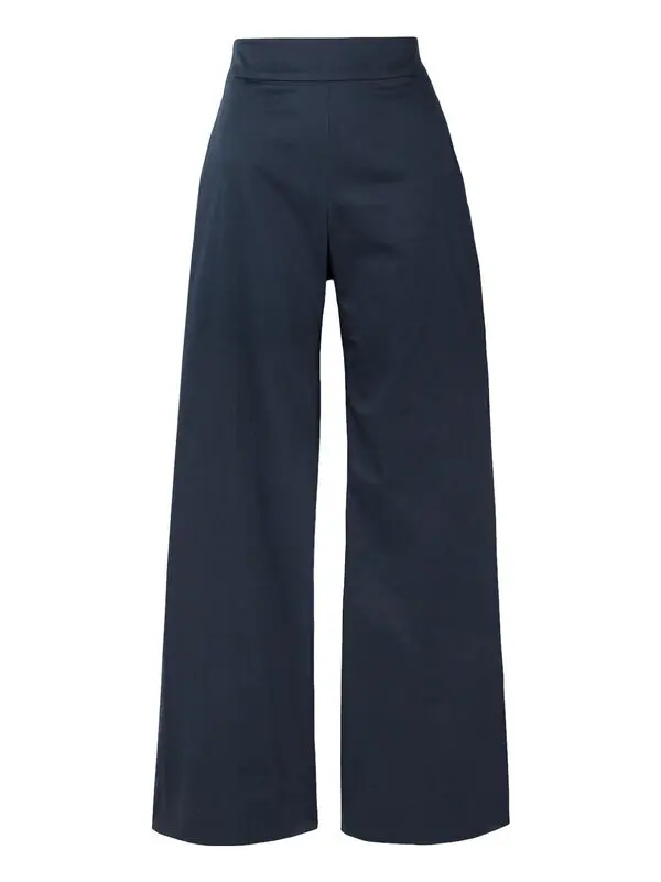 Carolina Herrera Cotton-blend Sateen Wide-leg Pants - Blue