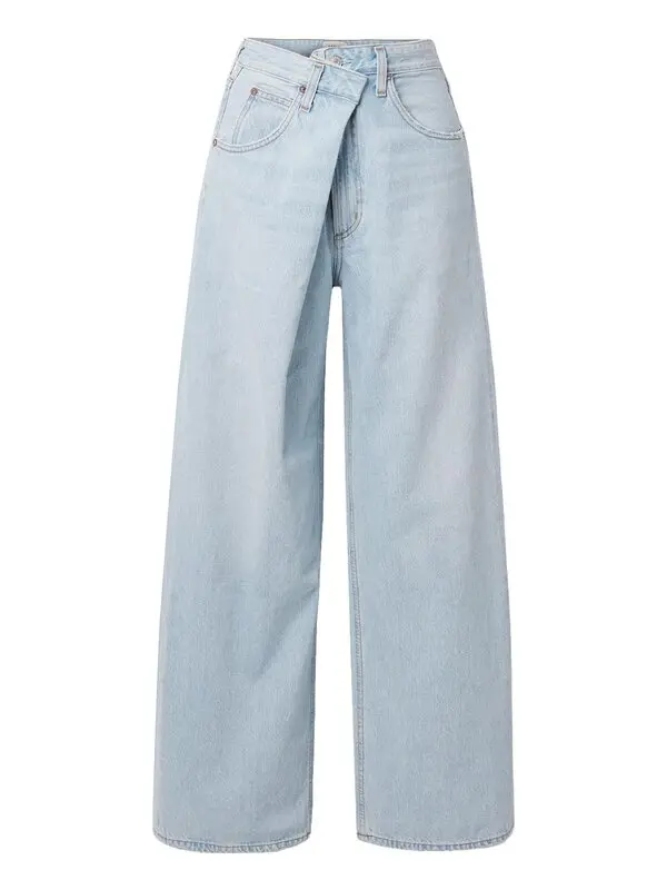 AGOLDE Vana Draped Low-rise Wide-leg Jeans - Blue