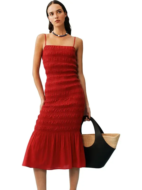 REFORMATION Seren Midi Dress - Red