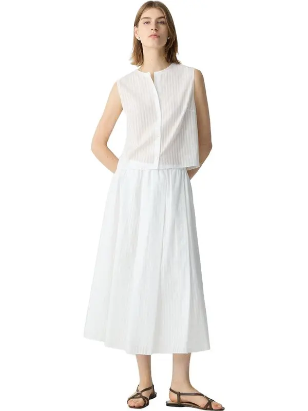 Theory Pleated A-line Midi Skirt - White