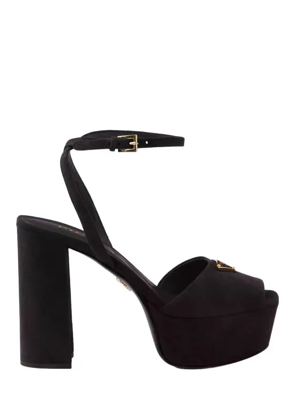 Prada 115mm Suede Platform Sandals - Black