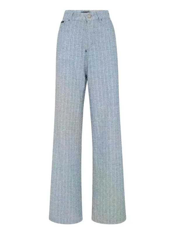 Philipp Plein Tweed Wide-leg Jeans - Blue