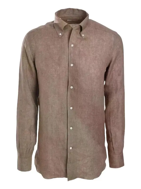 Luciano Barbera Linen Shirt - Brown