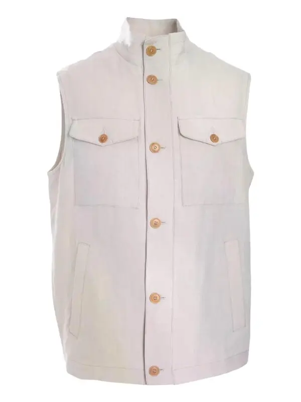 Luciano Barbera Linen Gilet - Neutrals