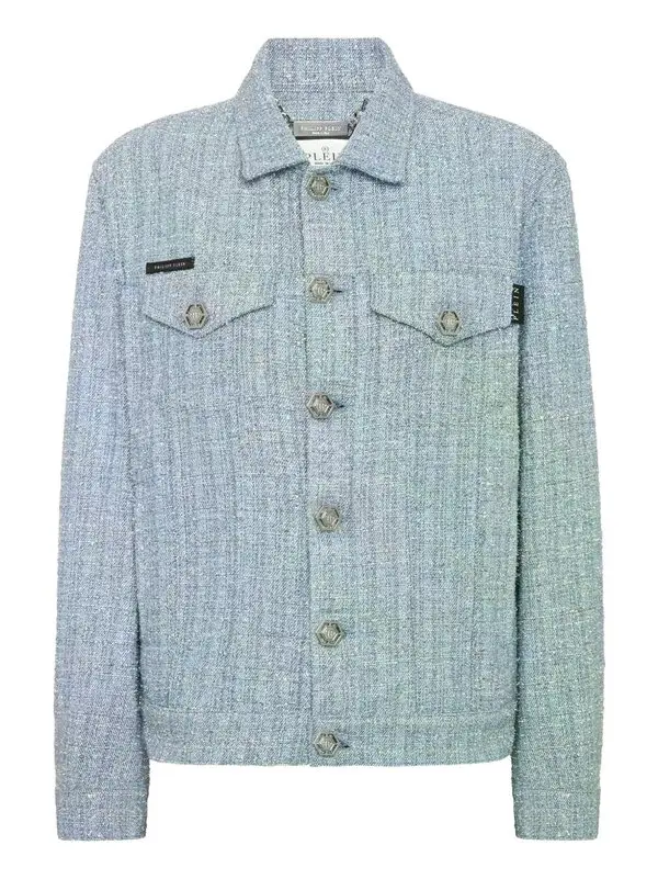 Philipp Plein Tweed Cropped Jacket - Blue