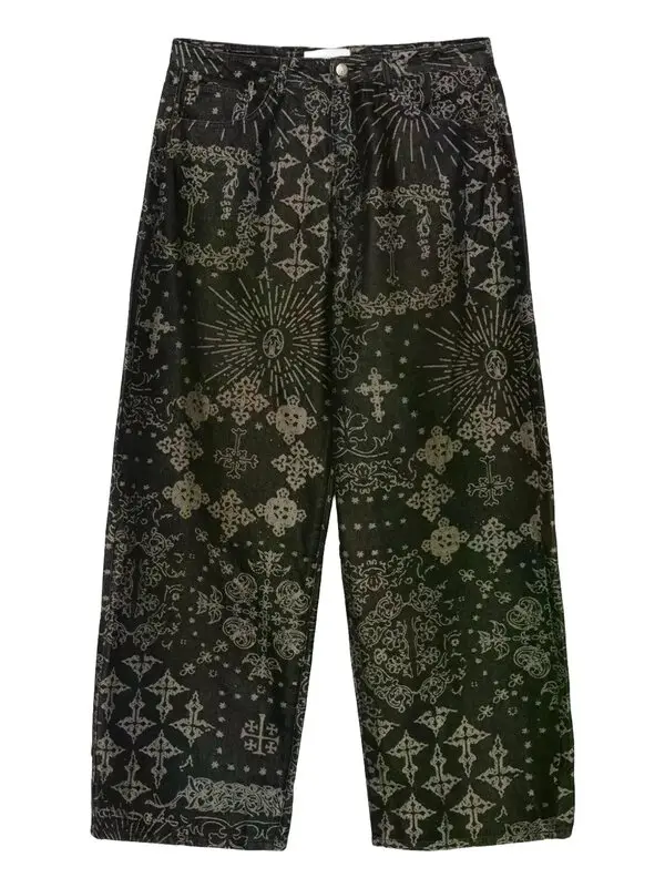 UNTITLED ARTWORKS Jacquard Straight Leg Jeans - Black
