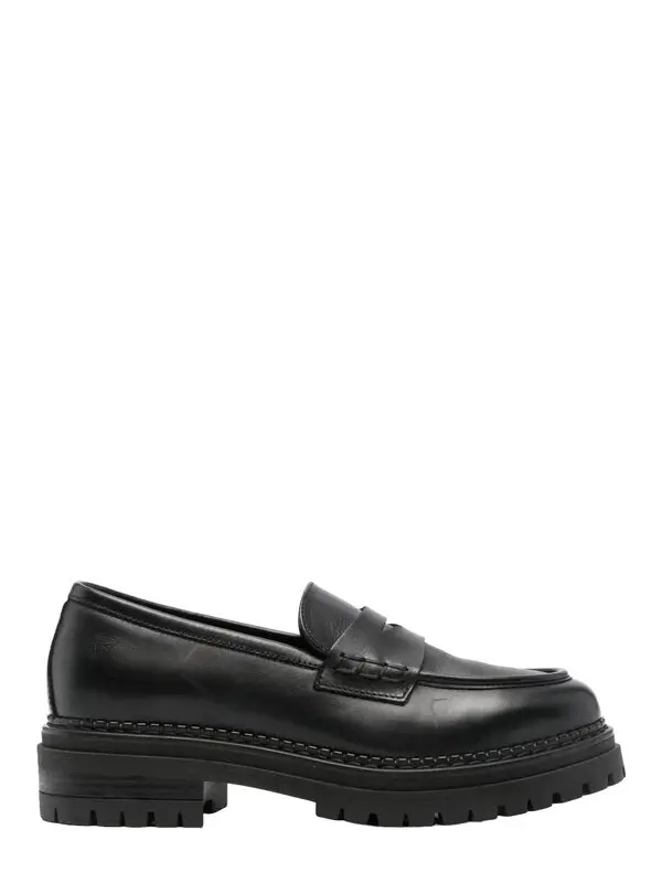 NEROGIARDINI Round-toe Leather Loafers - Black