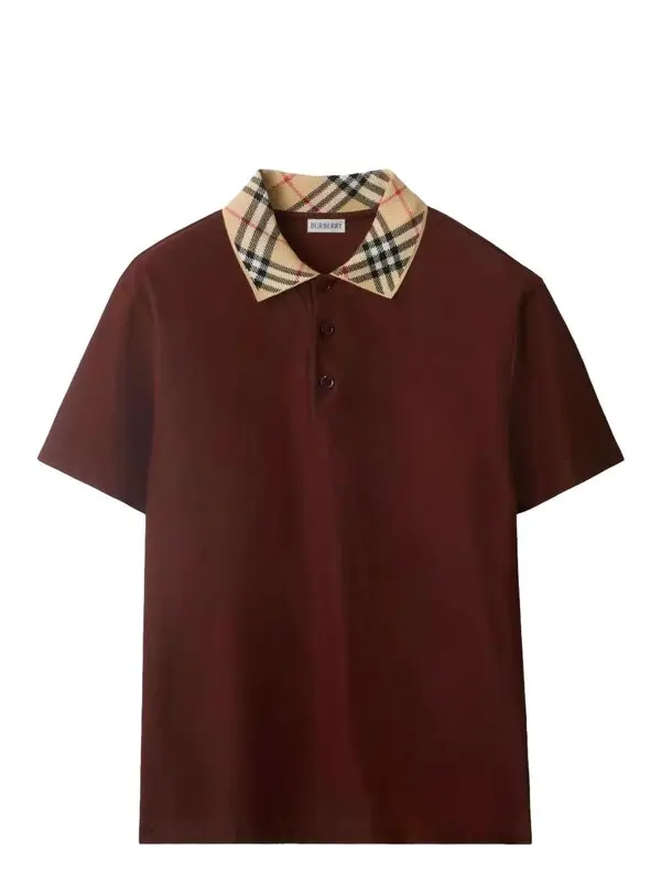 Burberry Check-collar Cotton Polo Shirt - Red