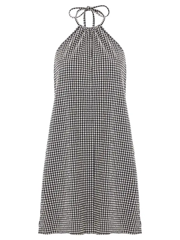 Hunza G Gingham Seersucker Mini Dress - Black Gingham