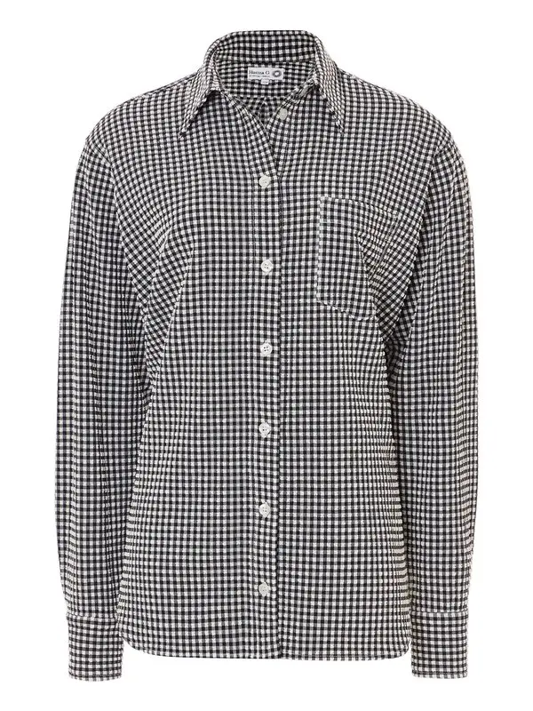 Hunza G Gingham Seersucker Shirt - Black Gingham