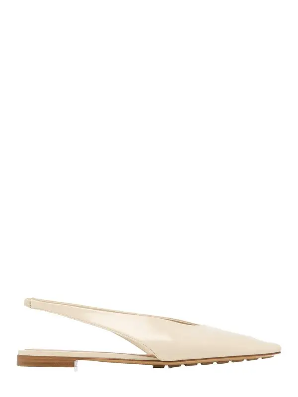 Bottega Veneta Cushion Lux Leather Slingback Flats - Ivory