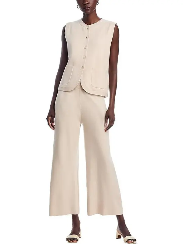SIONI Sweater Vest And Wide Leg Pants Set - Winter White