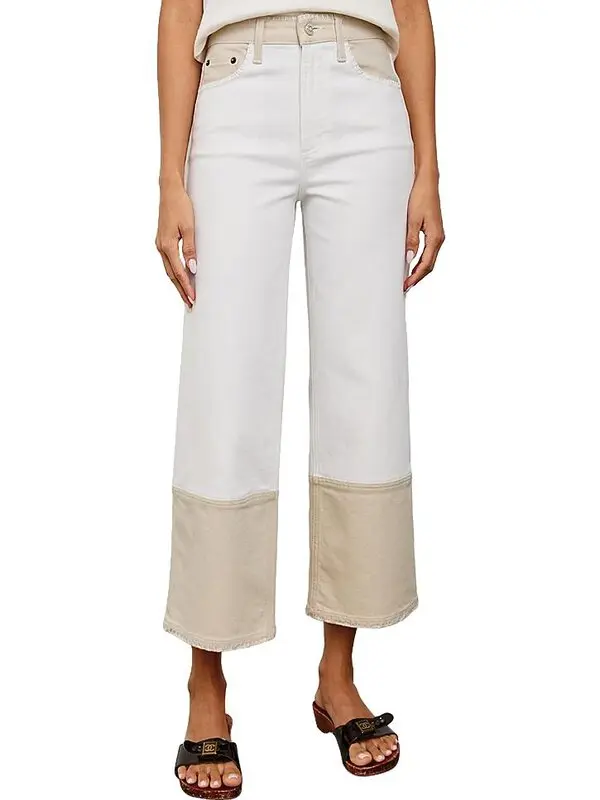 Rails Getty Colorblock Cropped Jeans - Crema Embroidered