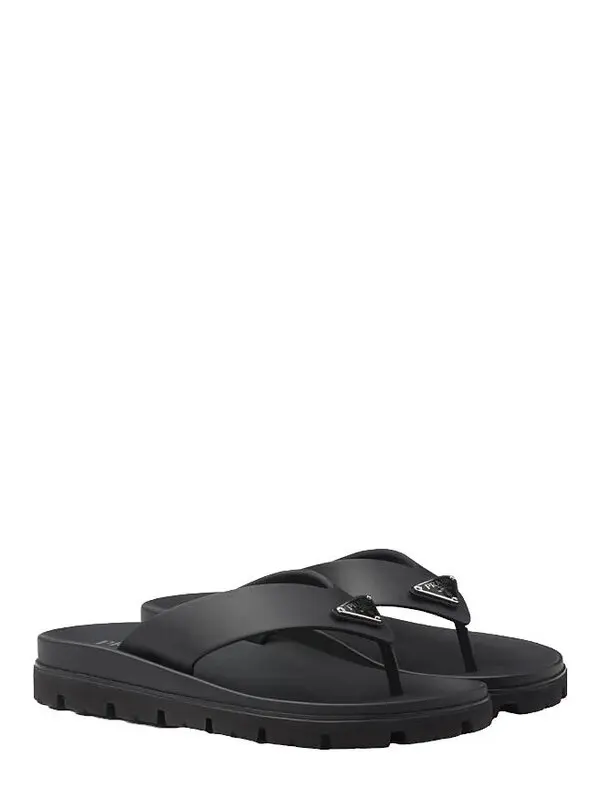 Prada Rubber Thong Sandals - Black