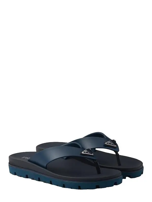 Prada Rubber Thong Sandals - Navy