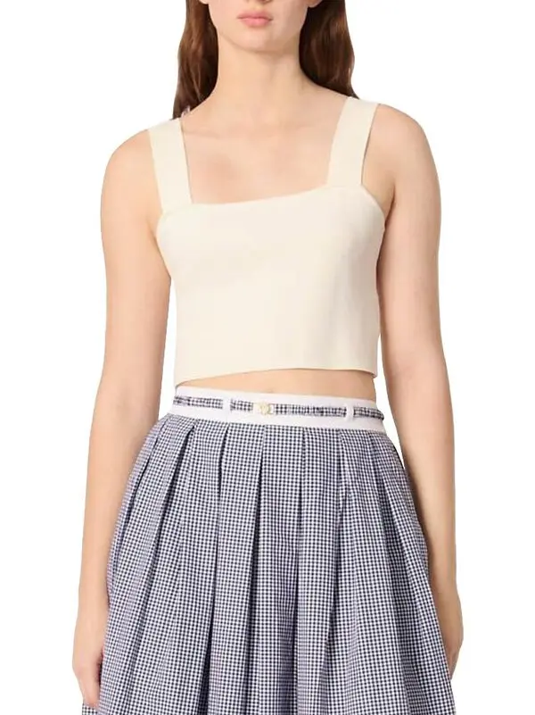 Maje Knit Crop Top - Ecru