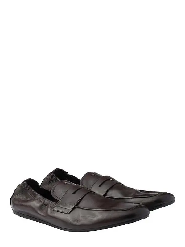 Prada Shuffle Antiqued Leather Loafers - Brown