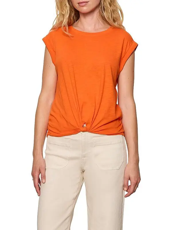 Sanctuary Knotted Hem Muscle Tee - Hibiscus Orange