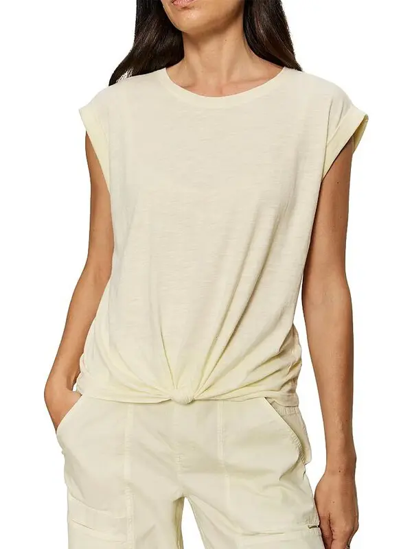 Sanctuary Knotted Hem Muscle Tee - Lemon Drop