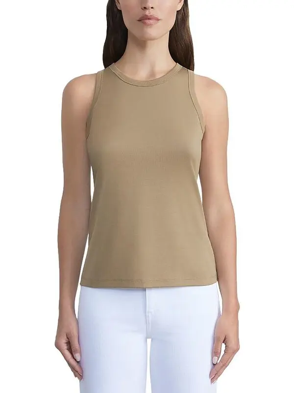 Lafayette 148 New York Crewneck Tank Top - Khaki Green