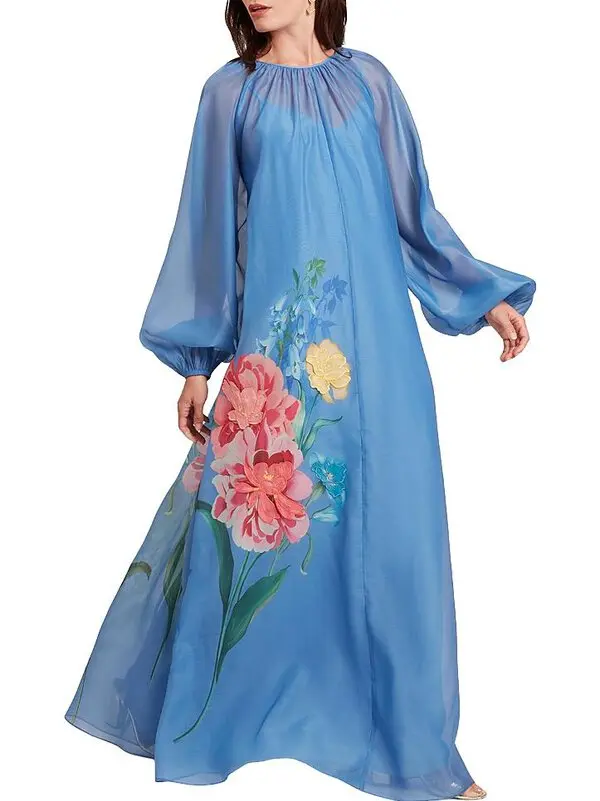 Ted Baker London Niicoh Volume Sleeve Organza Maxi Dress - Mid Blue