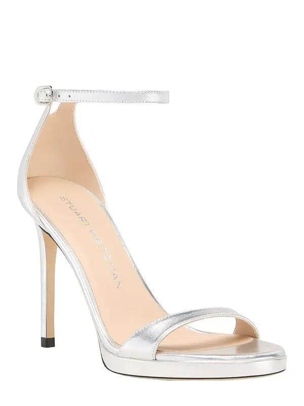 STUART WEITZMAN Nudist Platform High Heel Sandals - Silver
