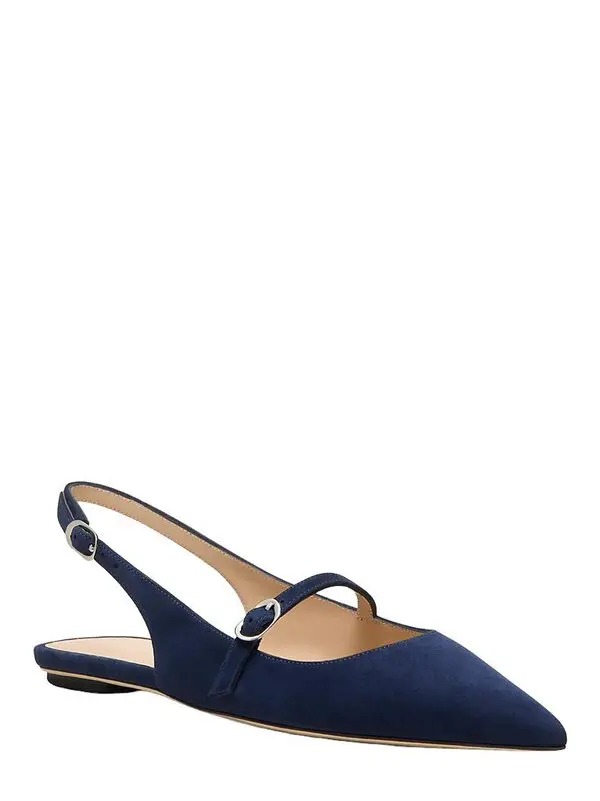 STUART WEITZMAN Emilia Pointed Toe Slingback Mary Jane Shoes - Nice Blue