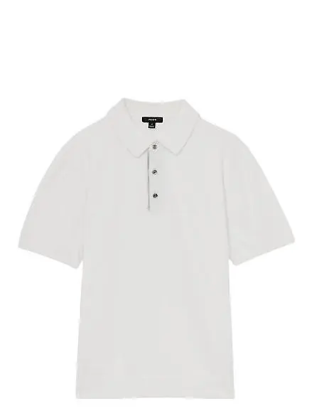 REISS Finch Contrast-placket Stretch-woven Polo Shirt - White