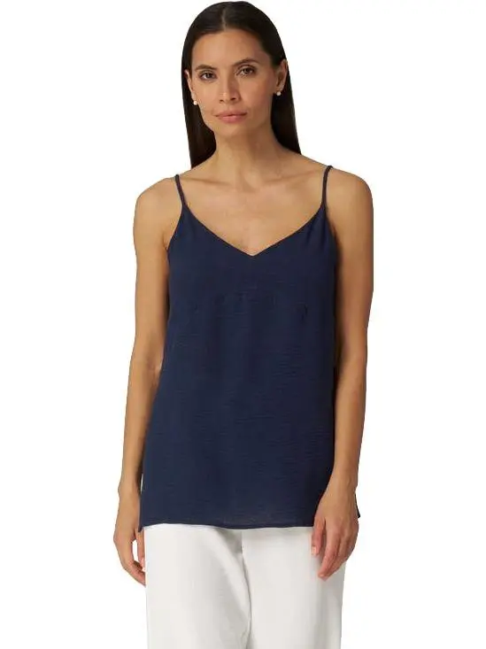 FRANNE GOLDE Textured Crepe Flowy Cami - Navy