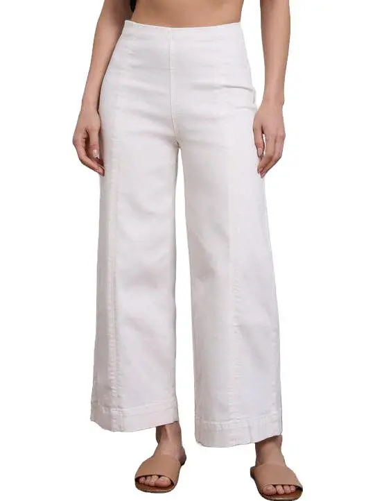 FRANNE GOLDE Wide-leg Cropped High-rise Stretch Denim Jeans - Ivory