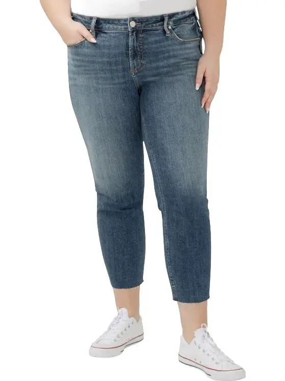 SILVER JEANS CO. Elyse Curvy Raw Hem Capri Jeans - Serenade