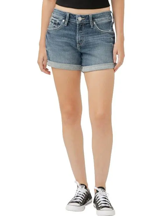 SILVER JEANS CO. Mid-rise Denim Boyfriend Shorts - Indigo