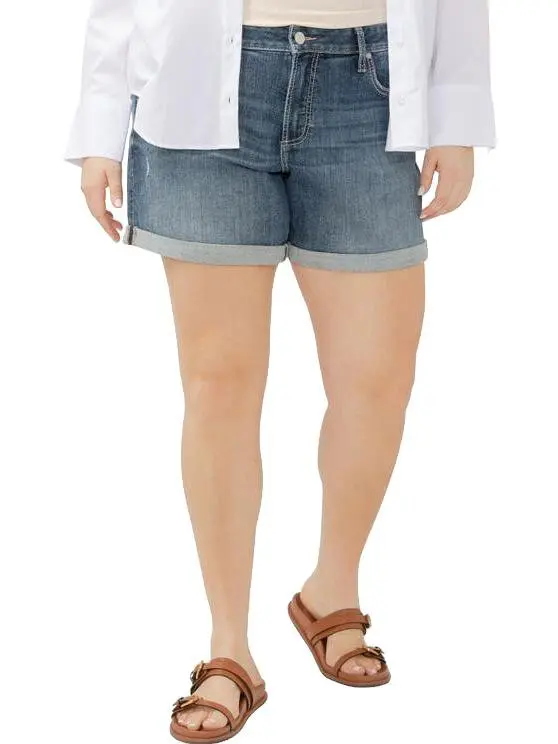 SILVER JEANS CO. Denim Boyfriend Shorts - Indigo