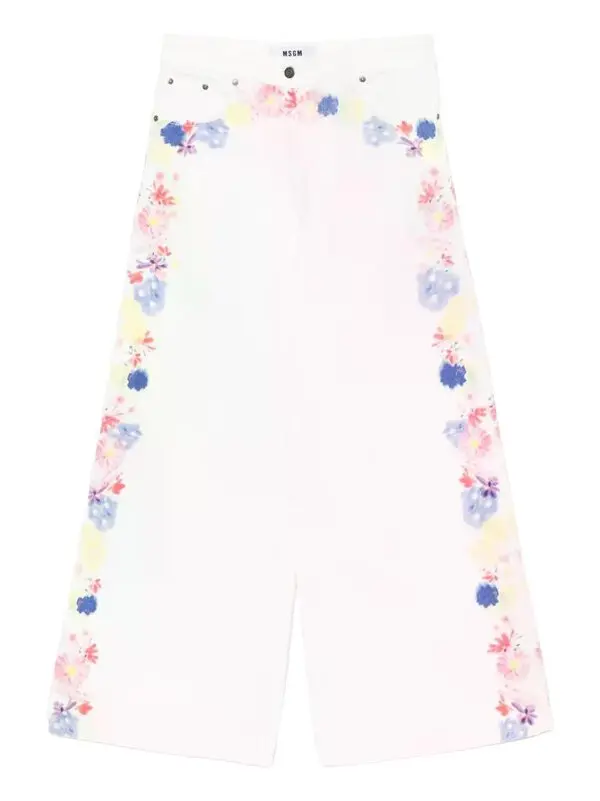 MSGM Floral-print Jeans - White
