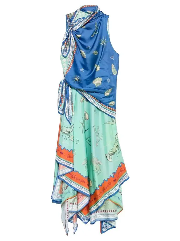 ALEMAIS Surrealist Summer Scarf Dress - Blue