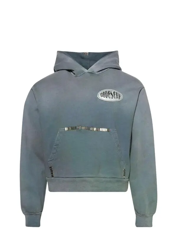 EARTHLING VIP Embroidered Hoodie With Chrome Stitch Detailing - Grey