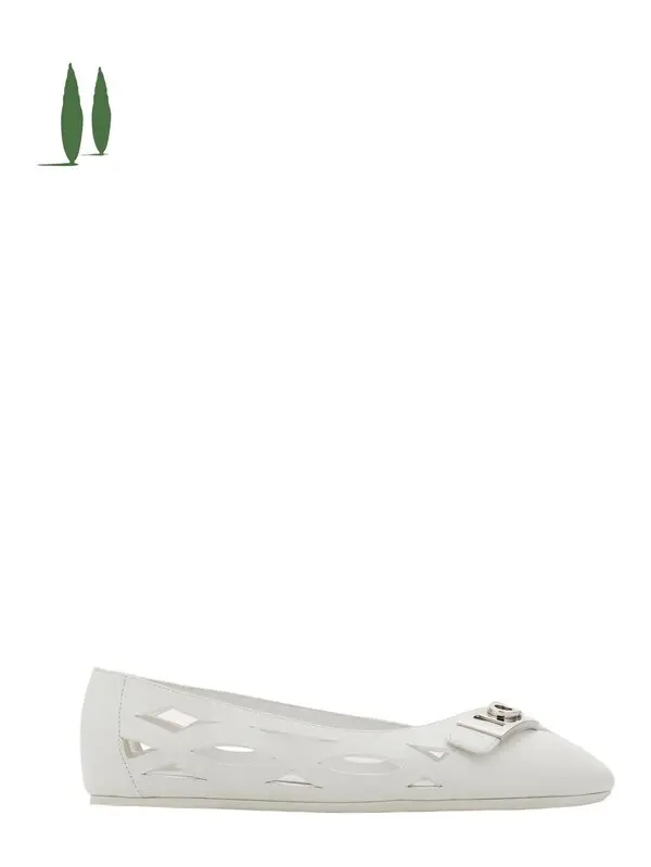 FERRAGAMO Hug Buckle Ballerina Flat - White