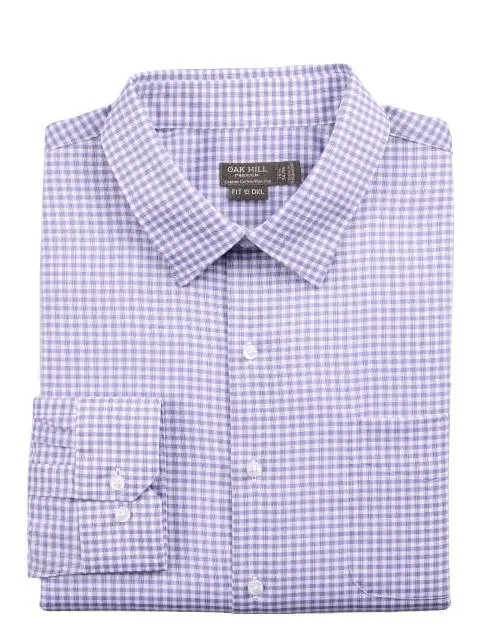OAK HILL PREMIUM BY DXL Big & Tall Spring Check Dress Shirt - Purple
