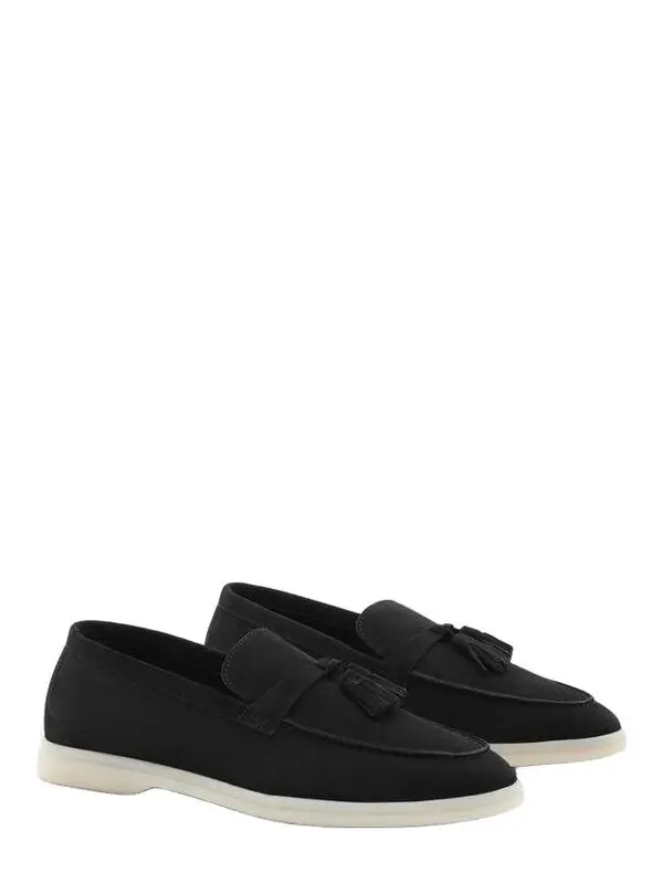 SCAROSSO Tassel Loafers - Black Edit - Suede
