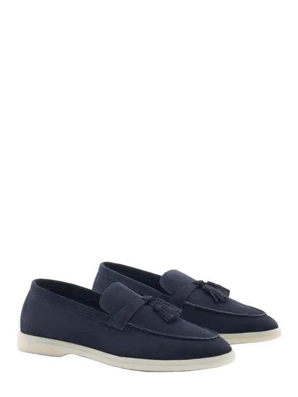 SCAROSSO Tassel Loafers - Blue - Suede