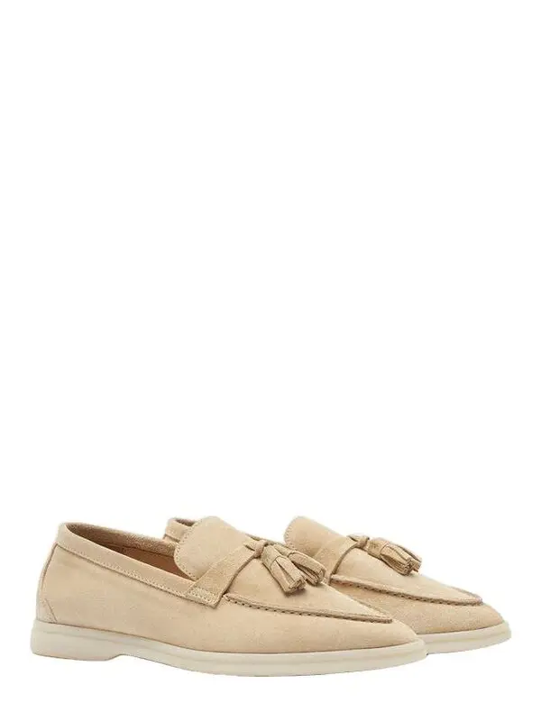 SCAROSSO Leandra Tassel Loafers - Butter - Suede