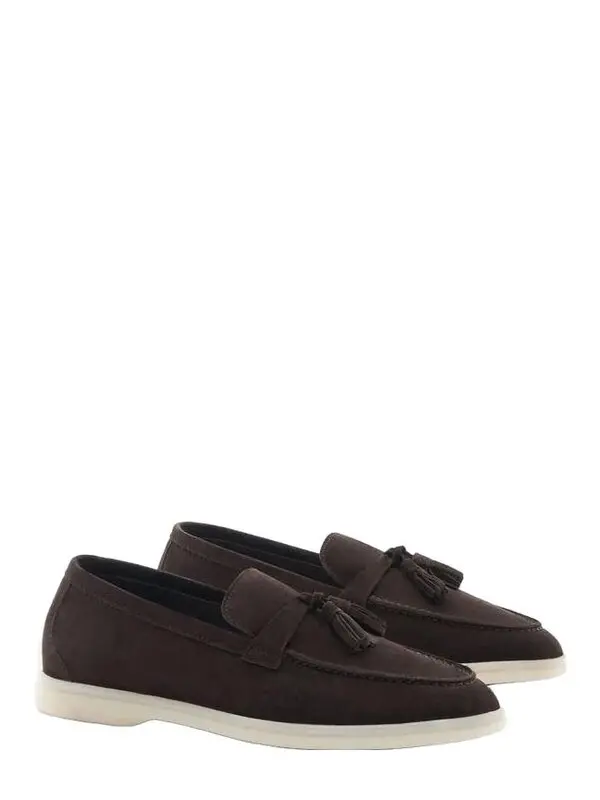 SCAROSSO Tassel Loafers - Dark Brown - Suede